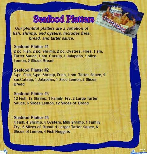 Menu at Fred's Fish Fry restaurant, San Antonio, Castroville Rd