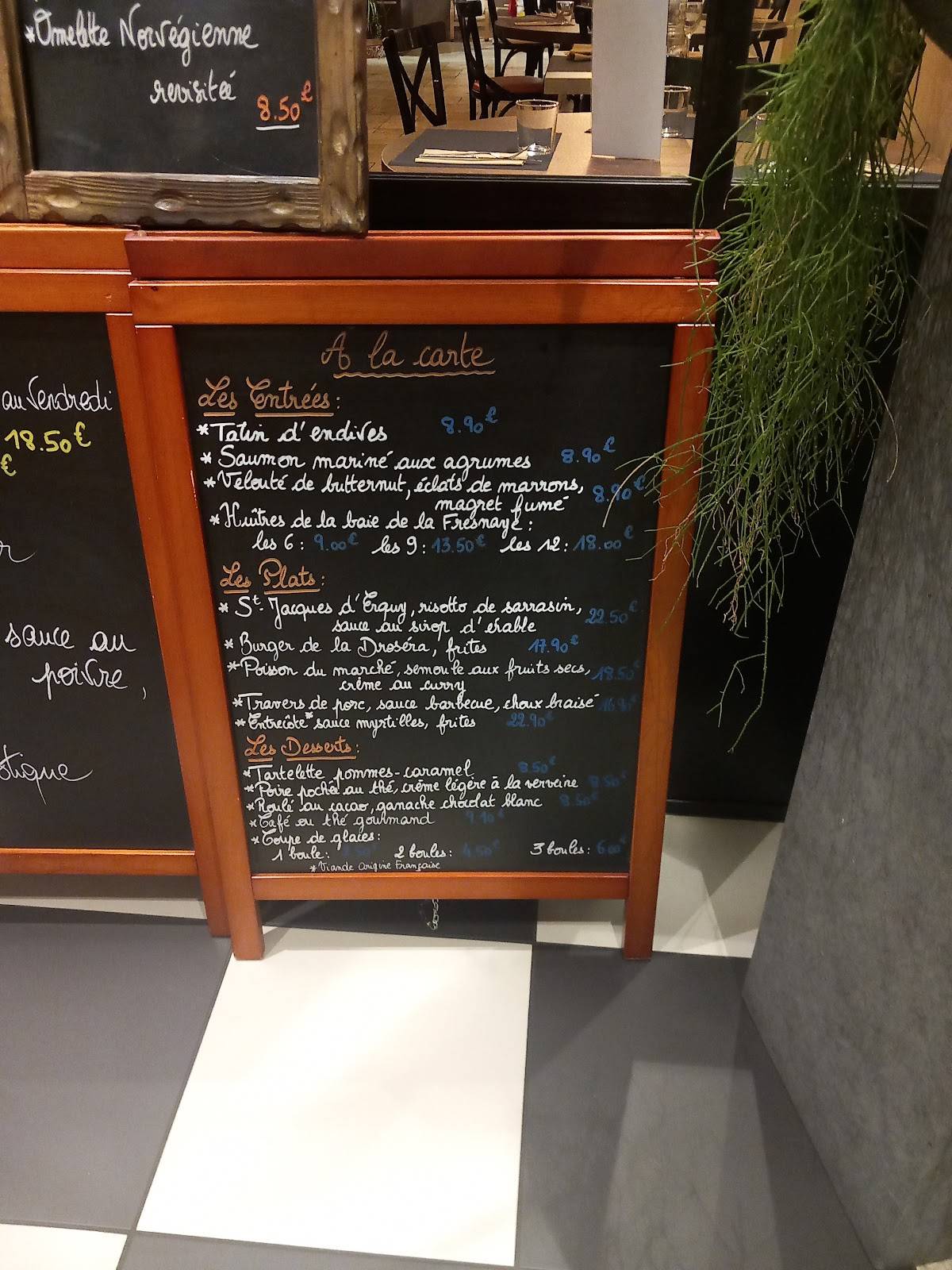 Menu au La Drosera restaurant, Fréhel