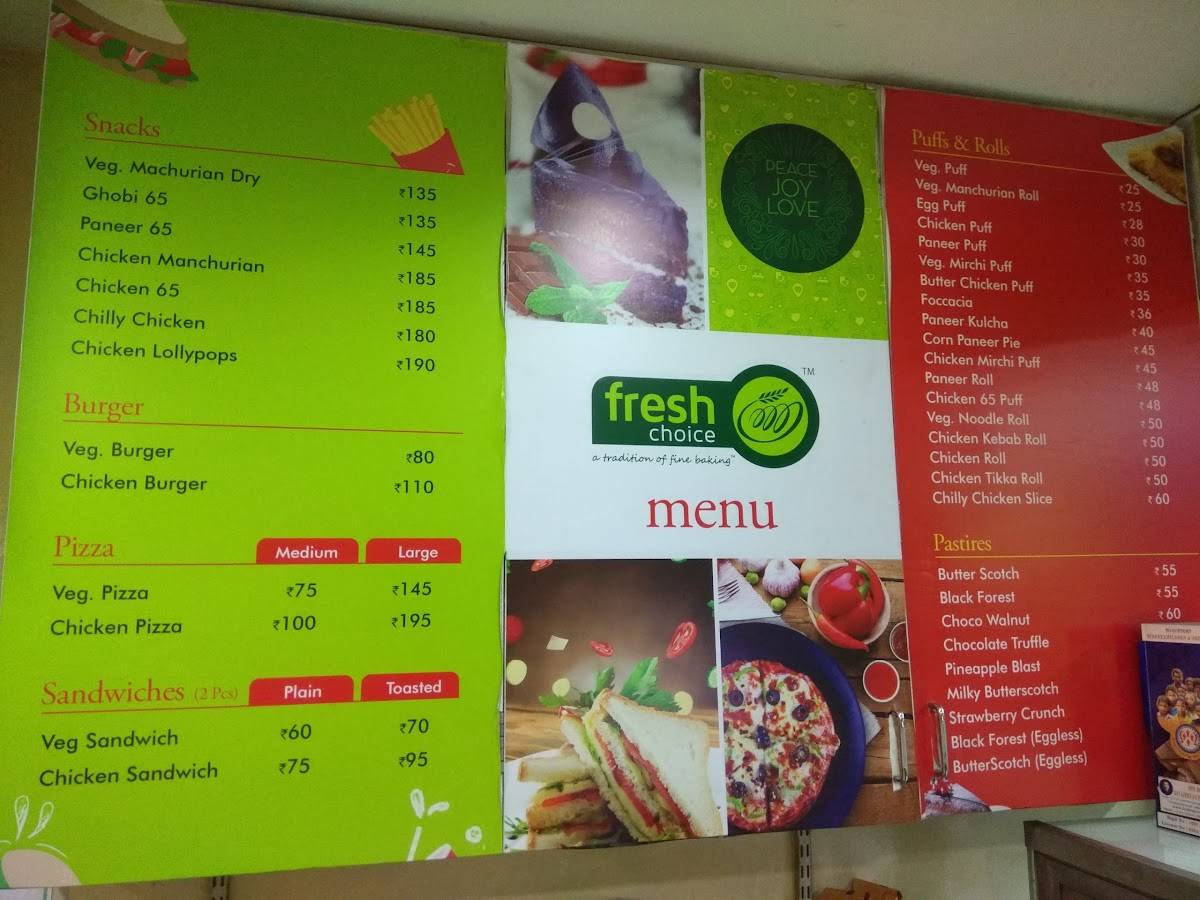Menu at Fresh Choice, Visakhapatnam, P855+56V