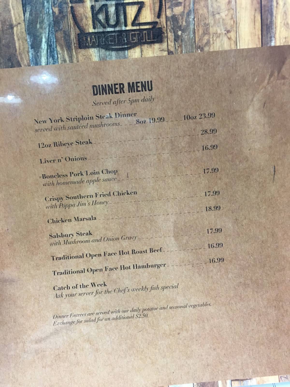 Menu at Fresh Kutz Market & Grill restaurant, Bracebridge