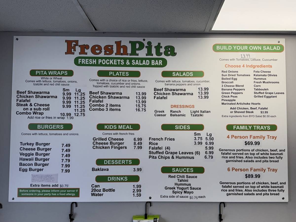 Menu at Fresh Pita Smithfield restaurant, Smithfield