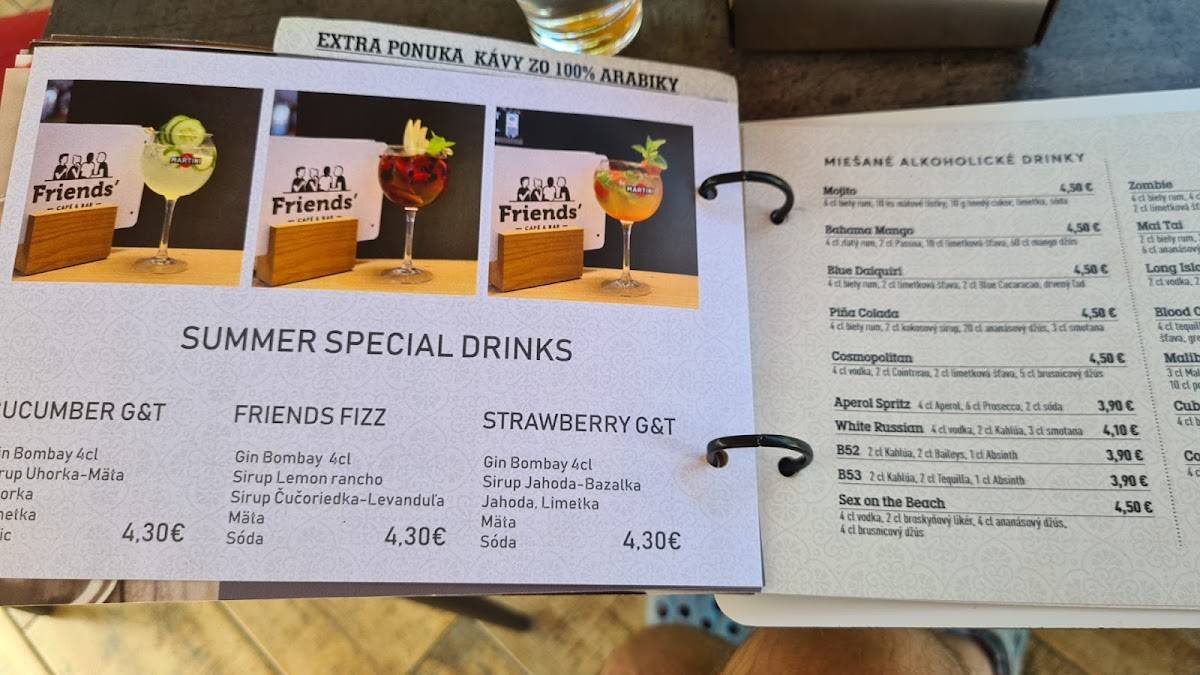Menu at Friends' Café & Bar, Michalovce