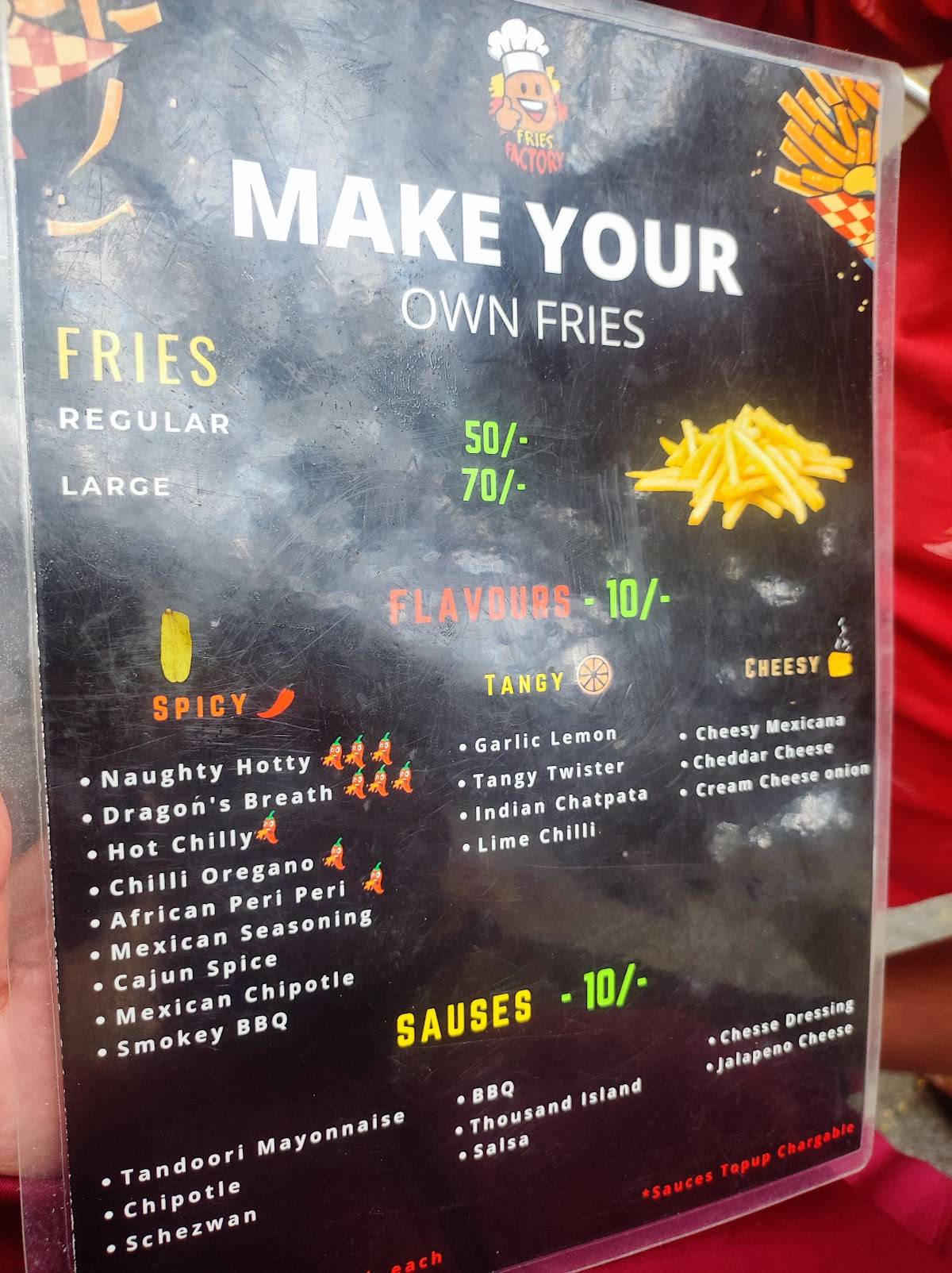 Menu at Fries Factory, Bengaluru