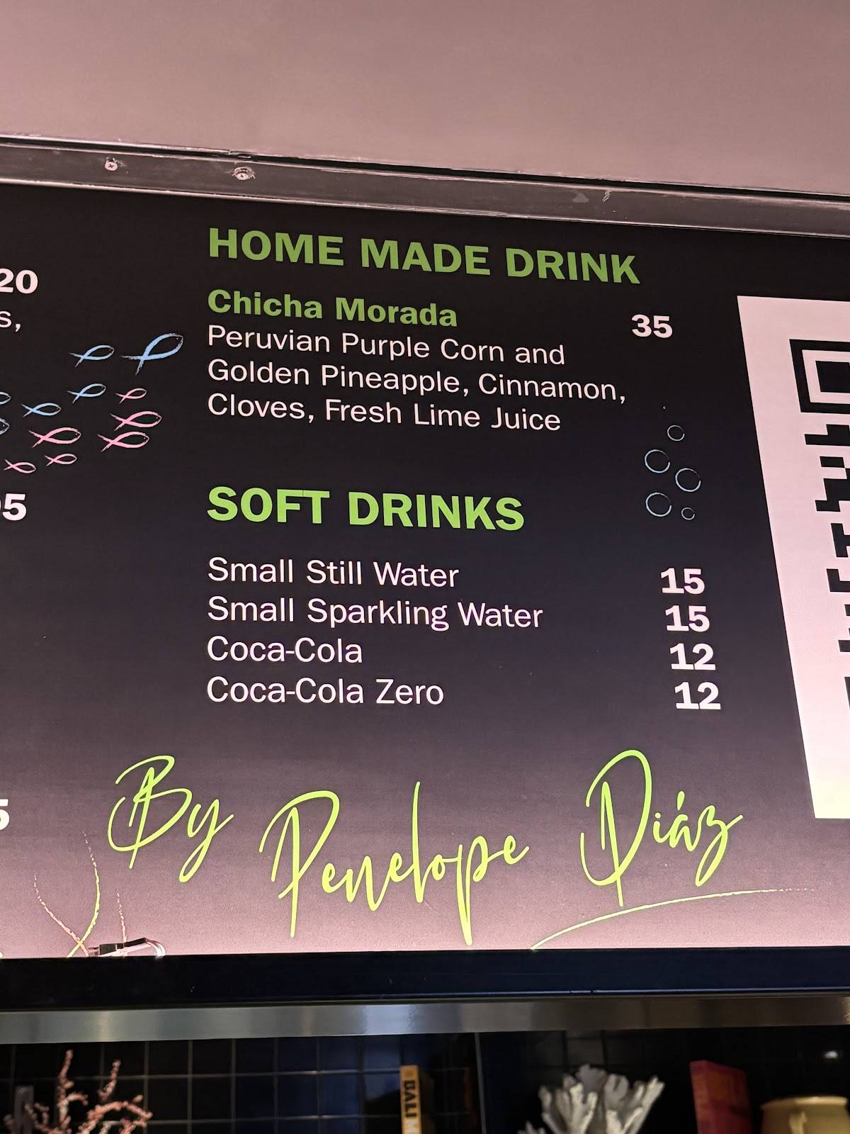 Menu at Fusion Ceviche restaurant, Dubai