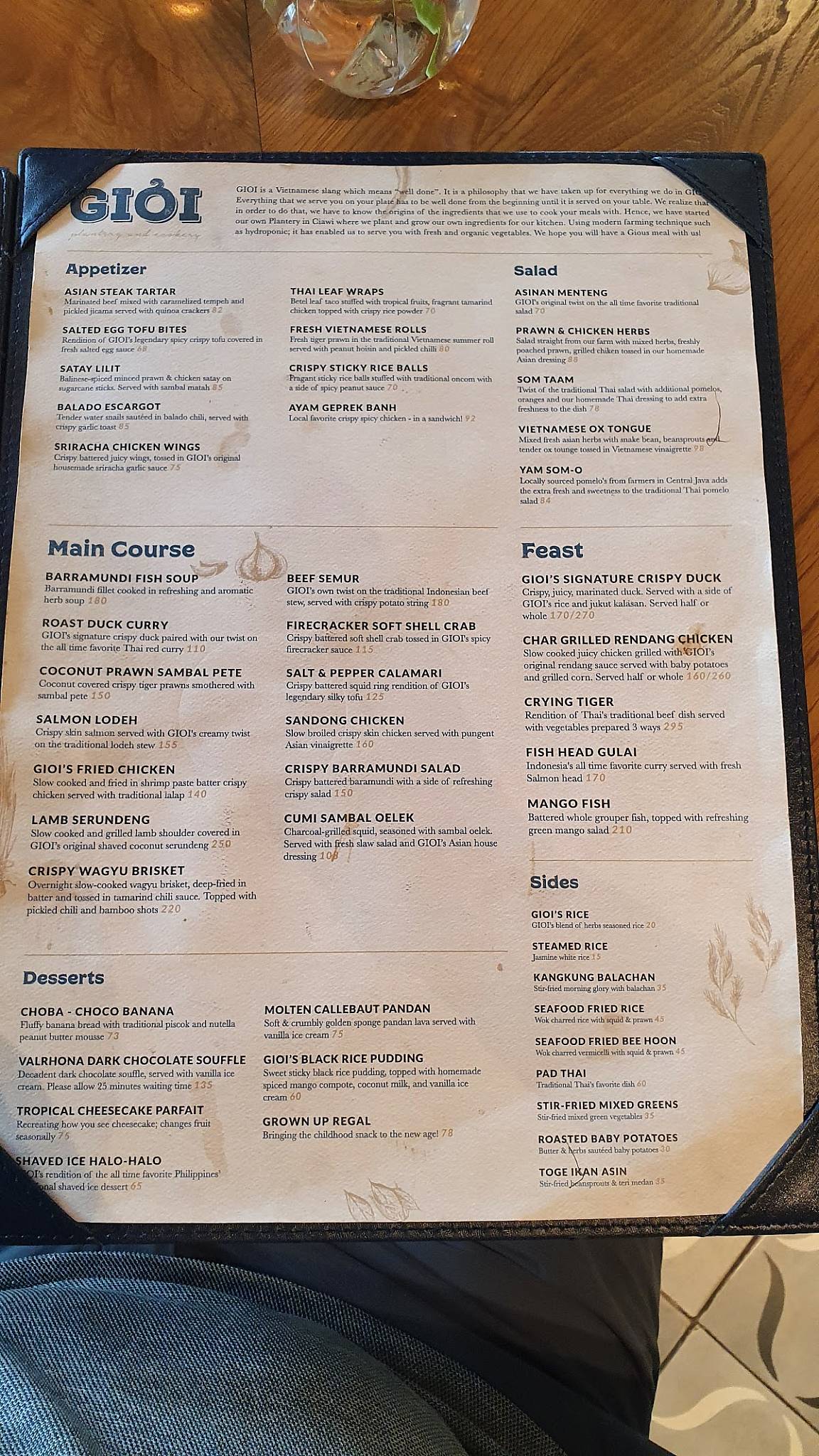 Menu at GIOI Menteng restaurant, Central Jakarta, Jl. Dr. Kusuma Atmaja ...