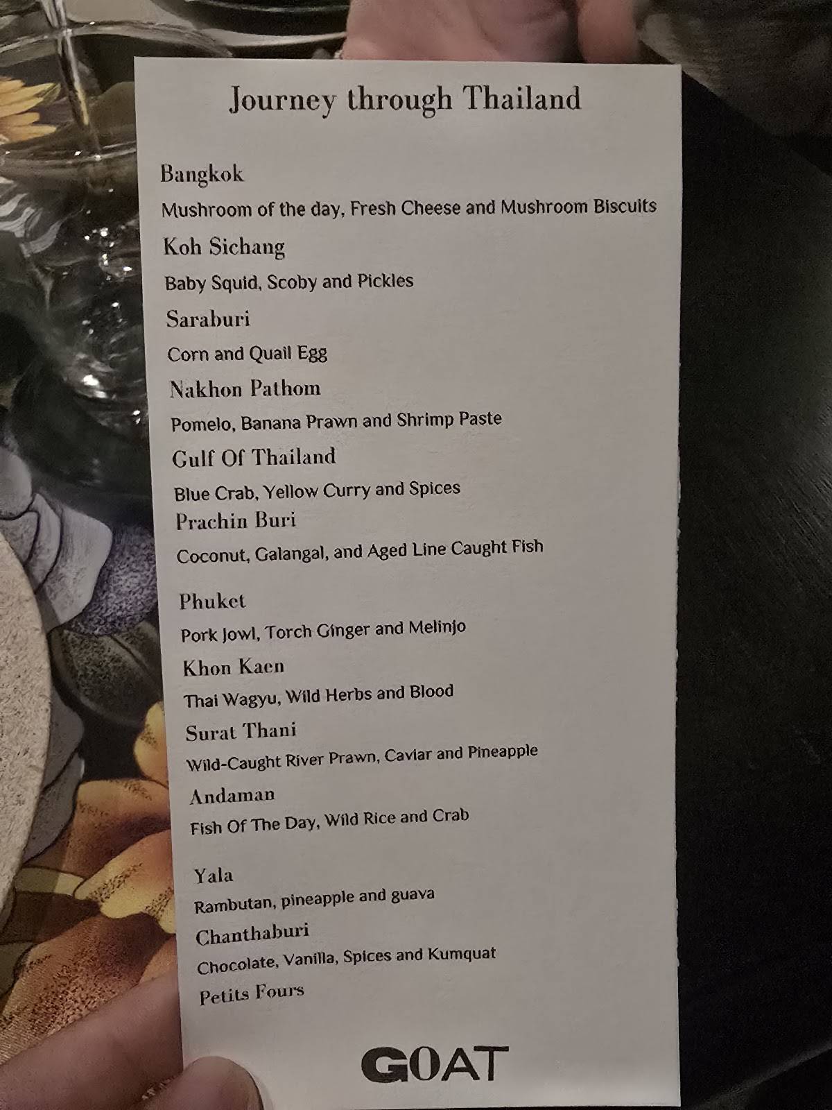 Menu at GOAT Bangkok restaurant, Bangkok, 12 Ekkamai 10 Alley