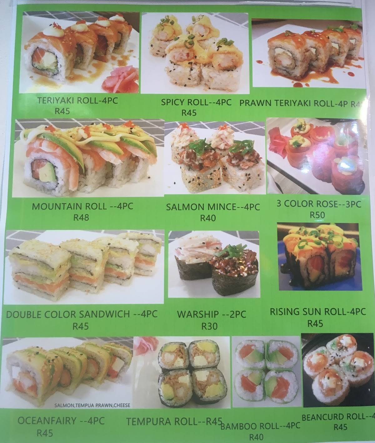 Menu at GOOD CHEF restaurant, Johannesburg, Gordon Rd