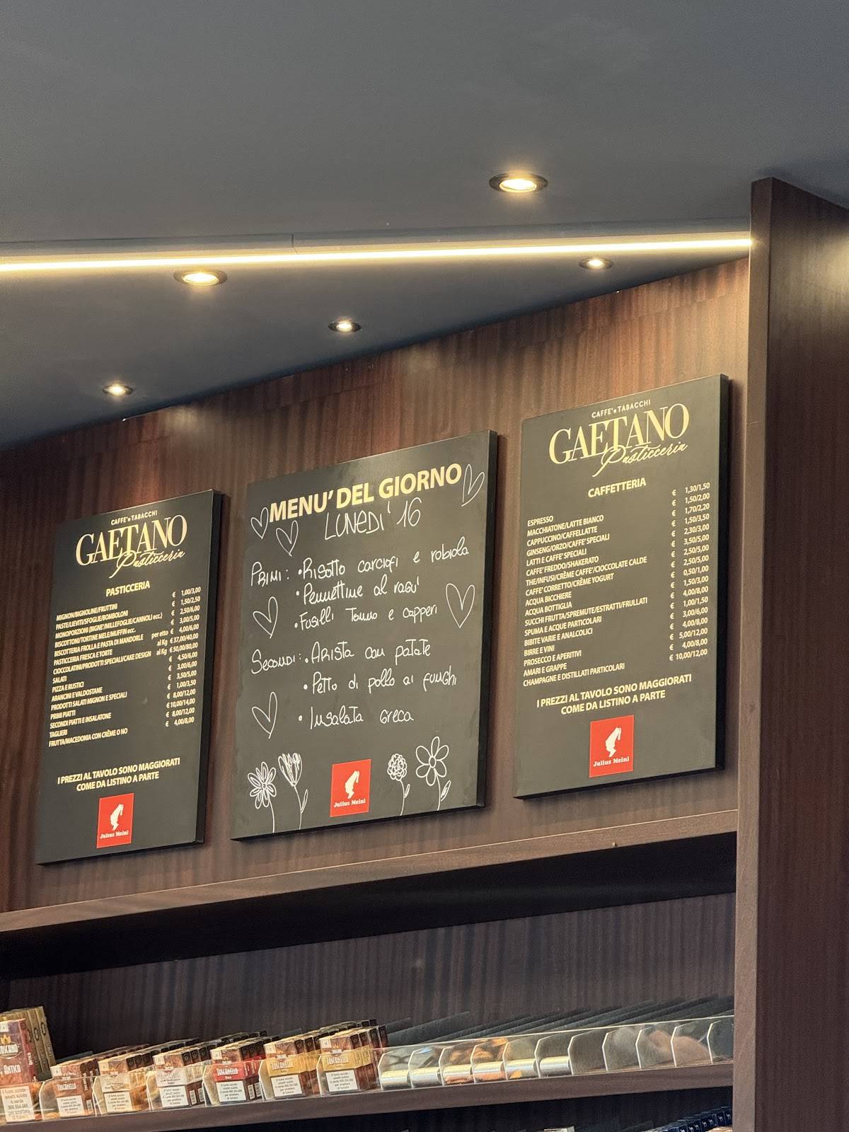 Menu at Gaetano Pasticceria, Florence