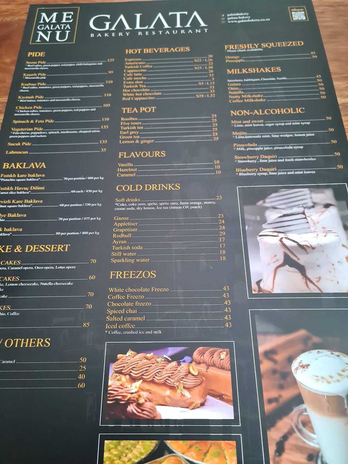 Menu at Galata Cafe & Resturant, Boksburg