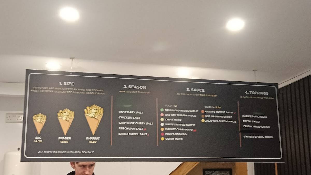 Menu at Prátaí restaurant, Galway, 27 Shop St
