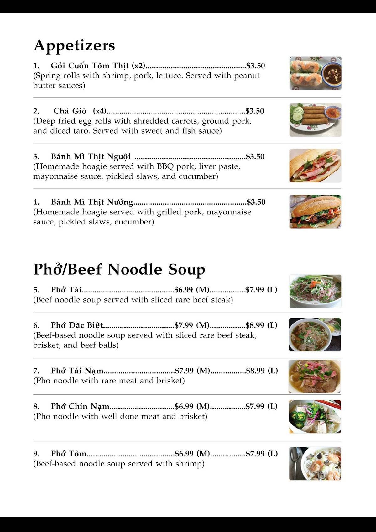 Menu at Saigon's Corner Restaurant, Garden City