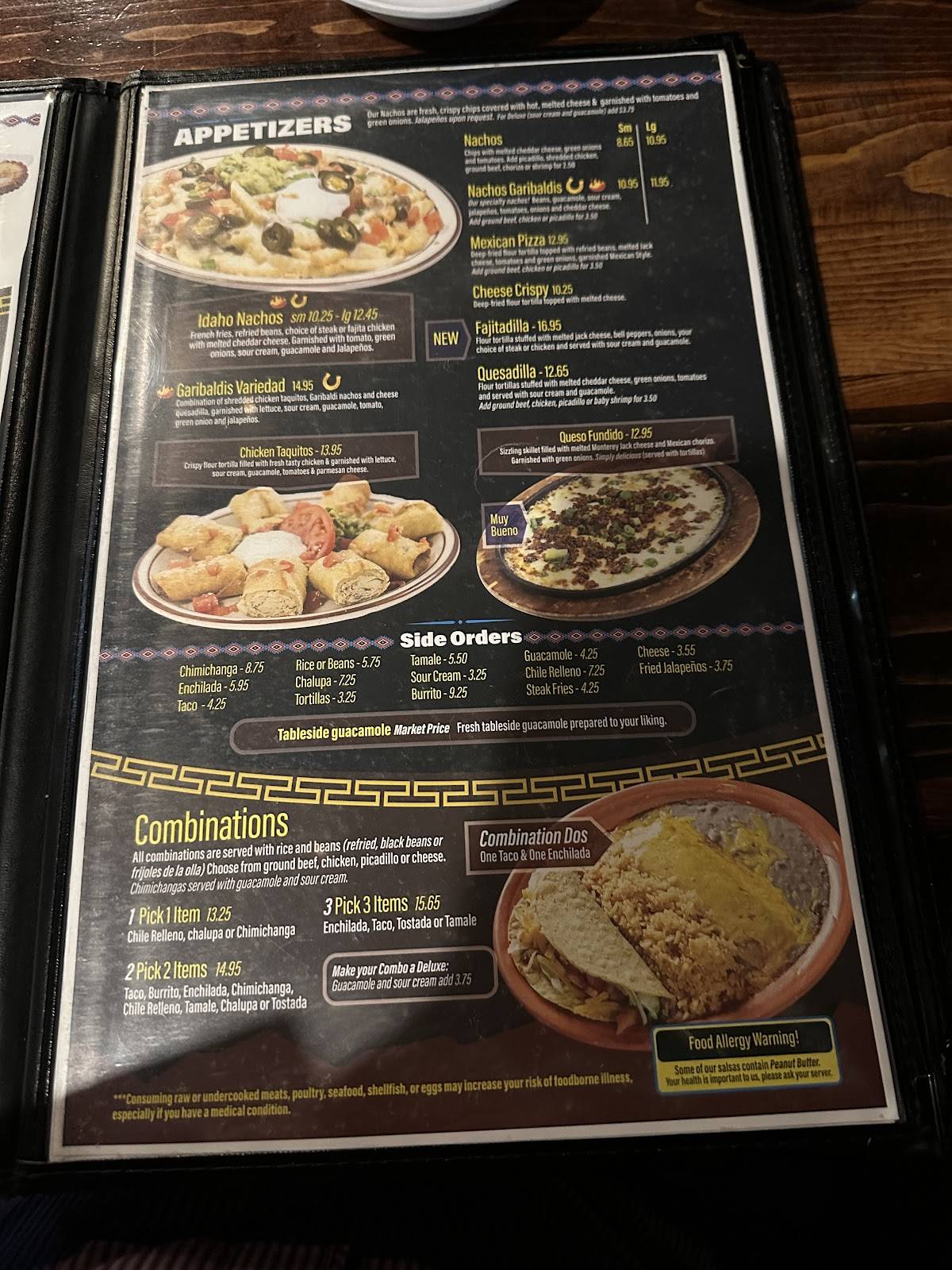 Menu at Garibaldi's Restaurant Elko, Elko