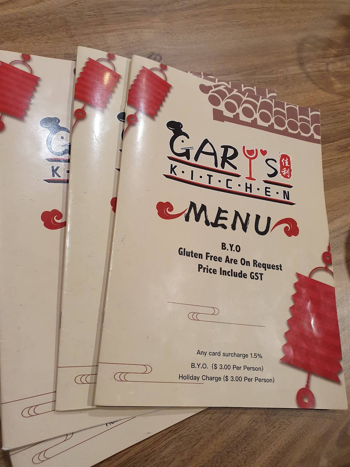 Menu at Gary’s Kitchen restaurant, Wanniassa