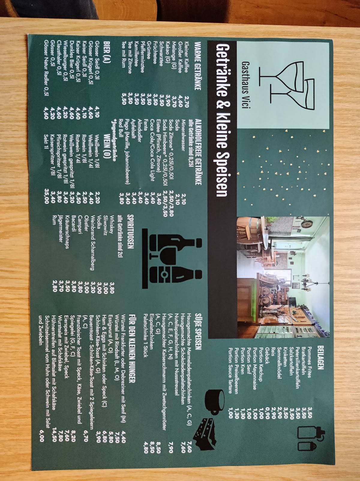 Speisekarte von Gasthaus Vici restaurant, Wien