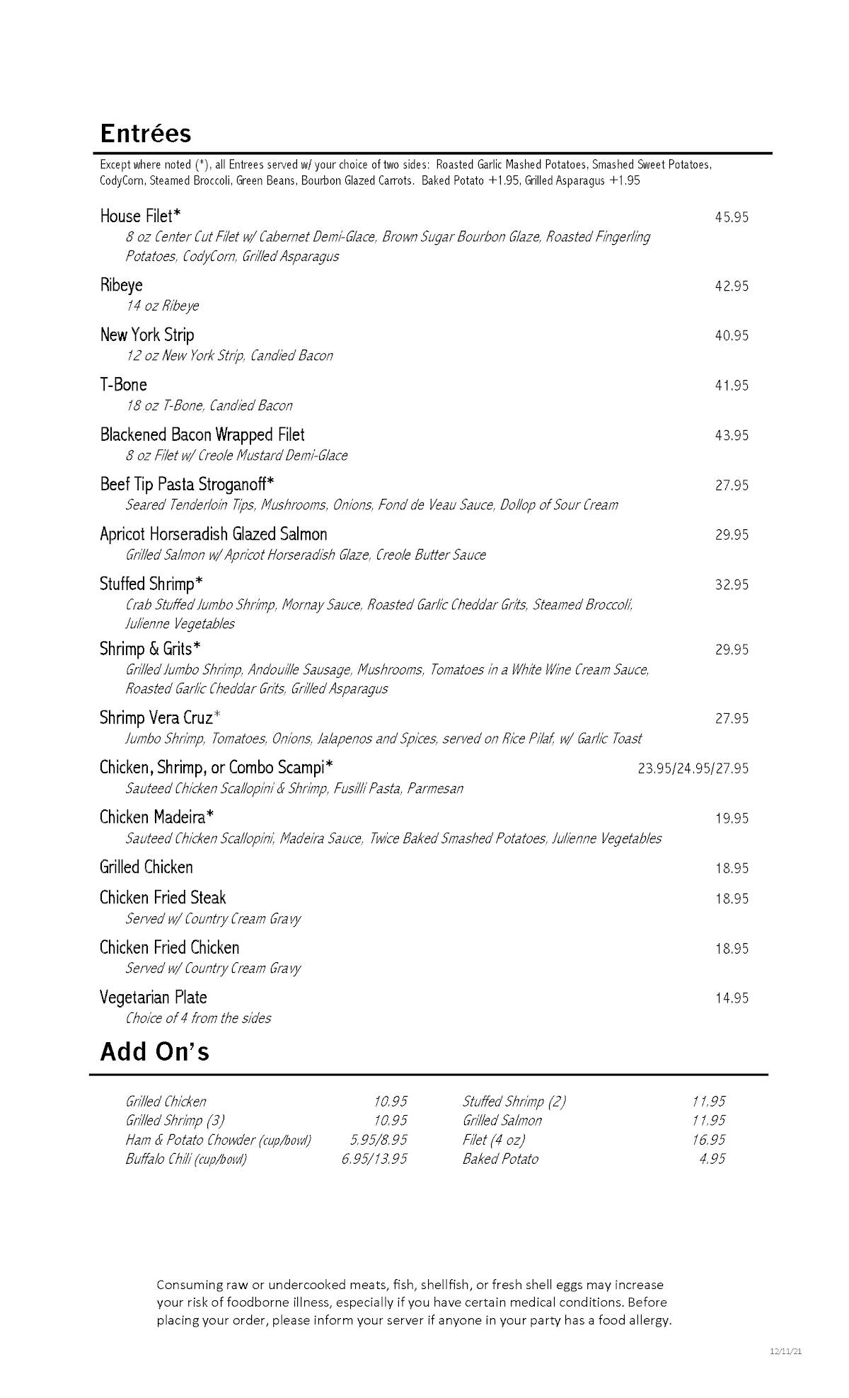 Menu at Gate 12 Bar & Grill, College Station