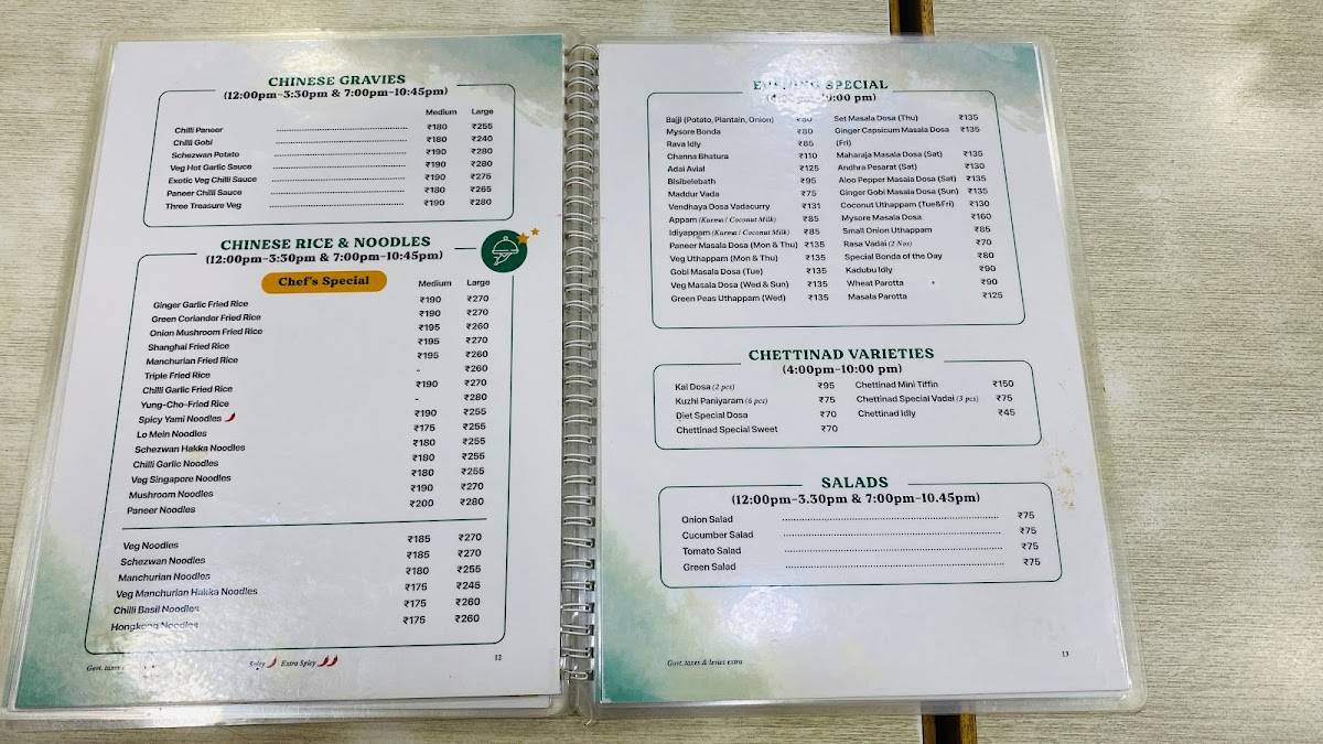 Menu at Geetham Veg Restaurant, Chennai, 102/82