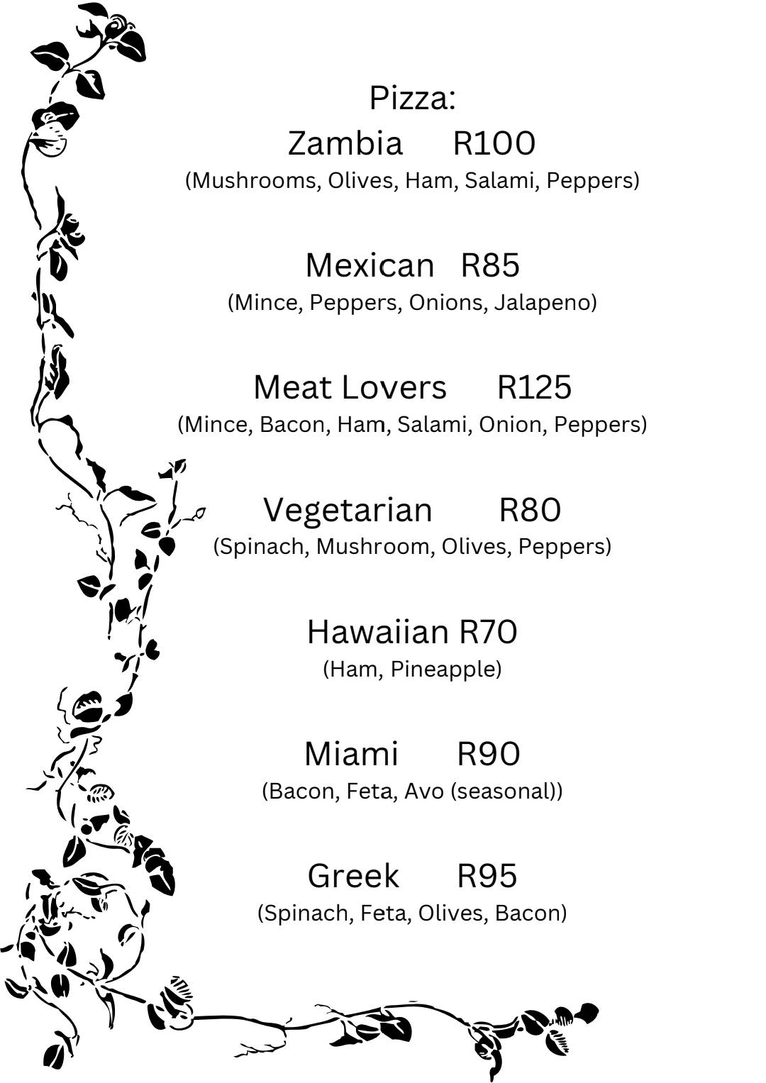 Speisekarte von Gem of the Bushveld restaurant, Hartbeespoort, 29B ...