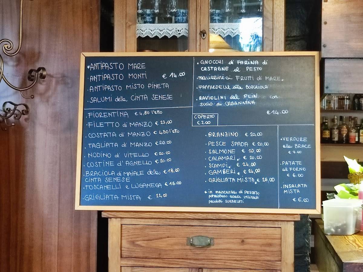 Menu da La Pineta ristorante, Genova, Via Gualco