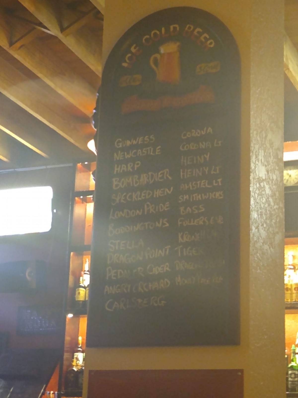 Menu at George & Dragon English Tavern pub & bar, Cocoa