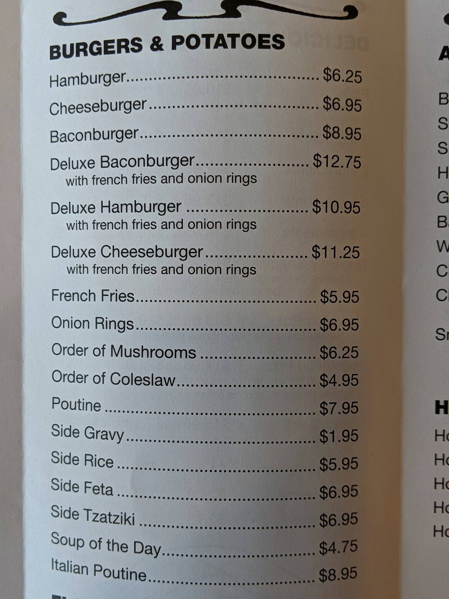 Menu at Ger-Bo's Steak House steakhouse, Smiths Falls