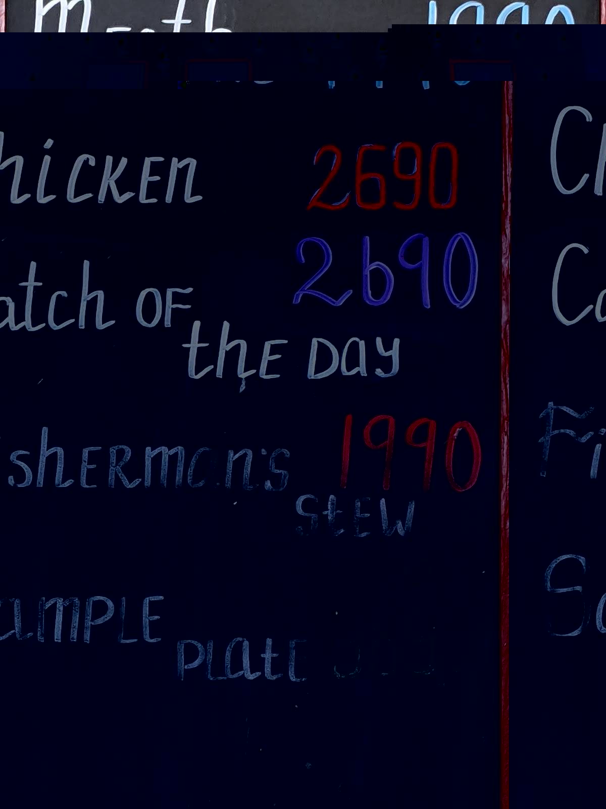 Menu at Geysir Glima restaurant, Iceland