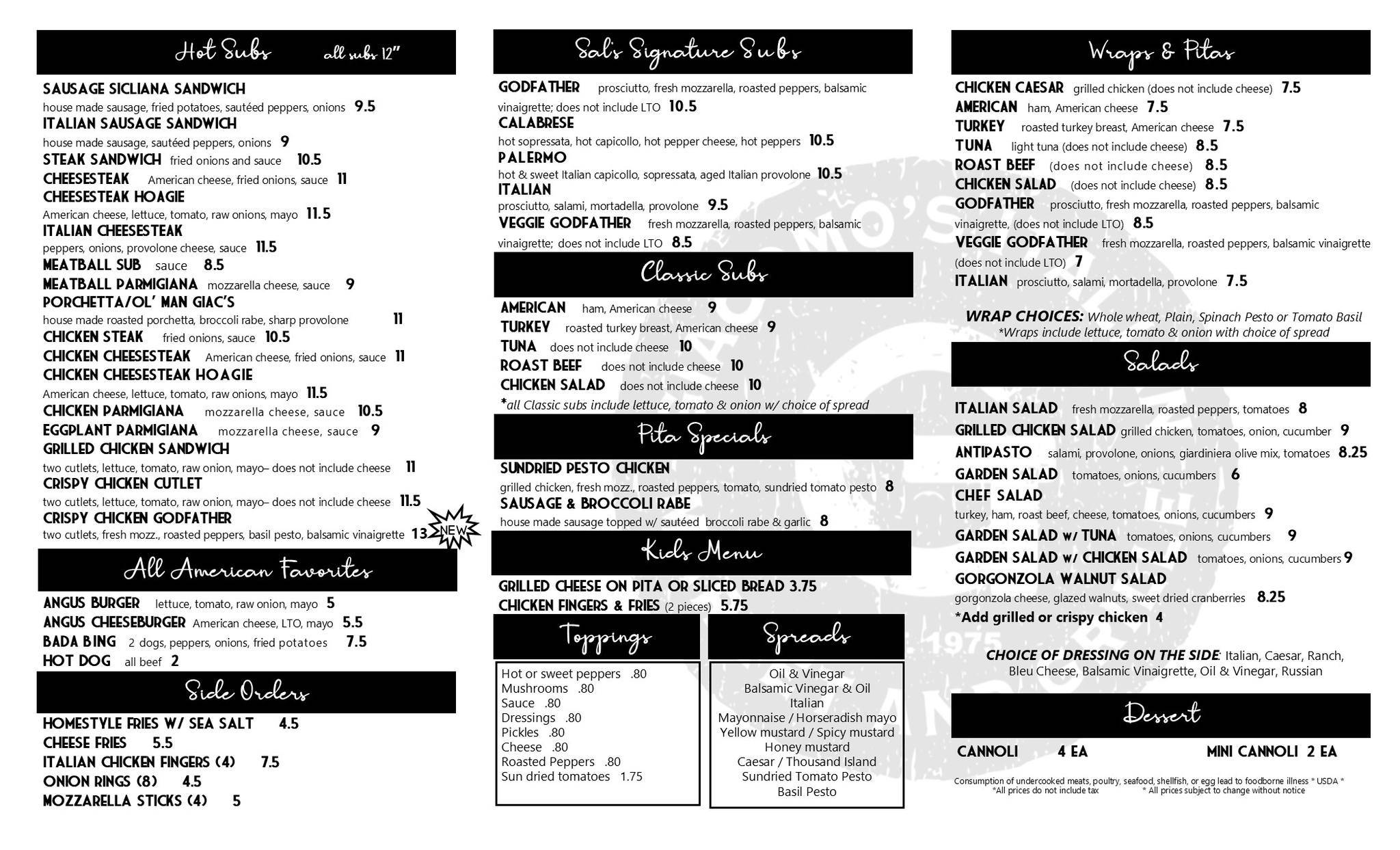 Menu at Giacomo's Italian Market and Grille restaurant, Easton