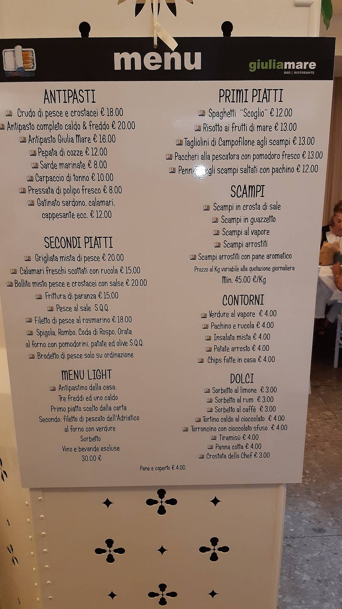 Menu da GiuliaMare ristorante, Numana
