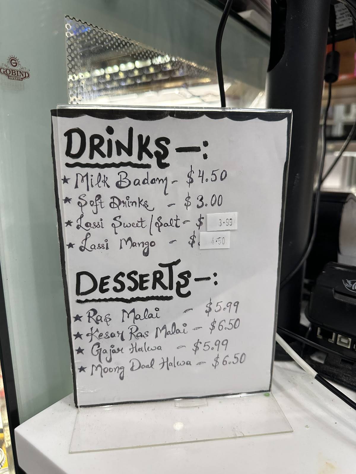 Menu at Gobind Sweets restaurant, Thomastown