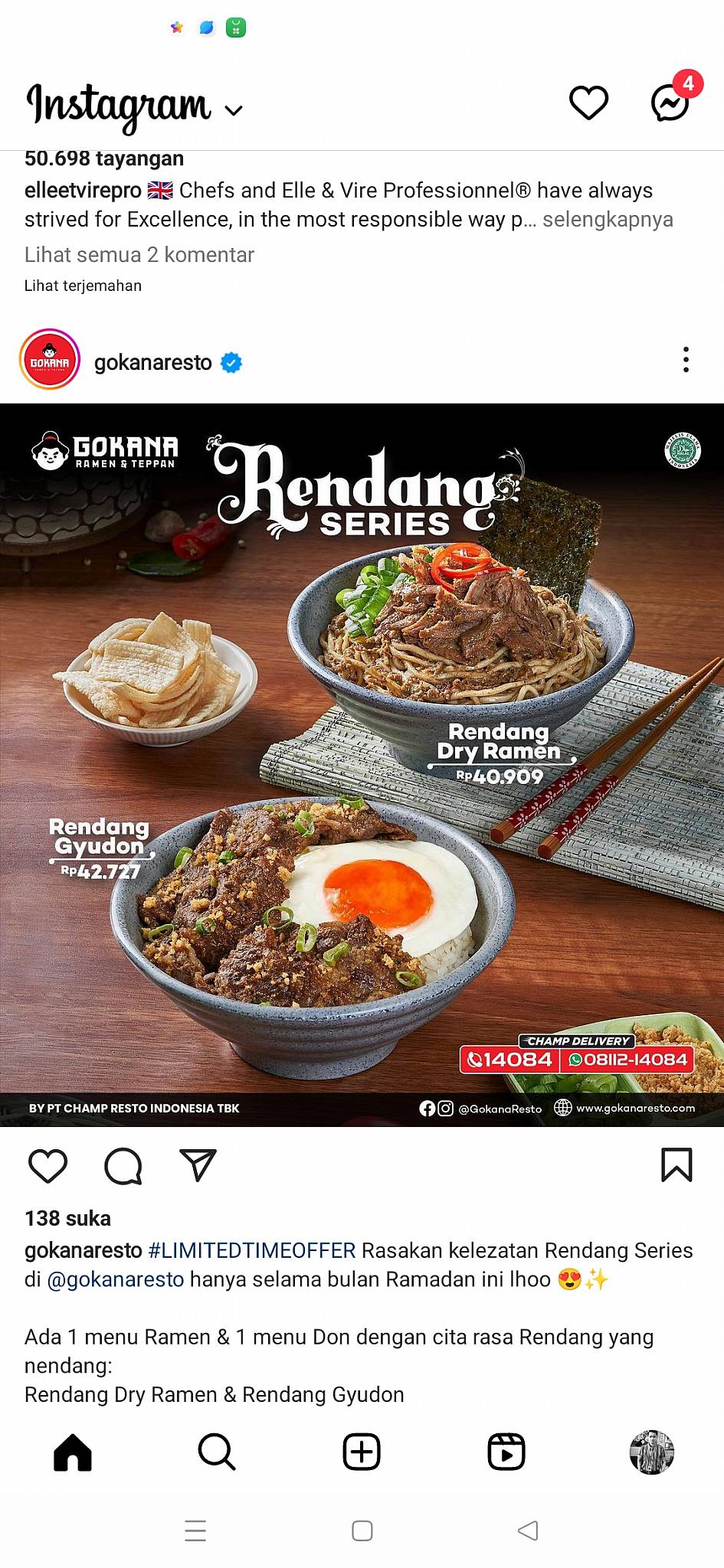 Carta de Gokana Ramen dan Tepan & Raacha suki BBQ Mall medan fair, Medan