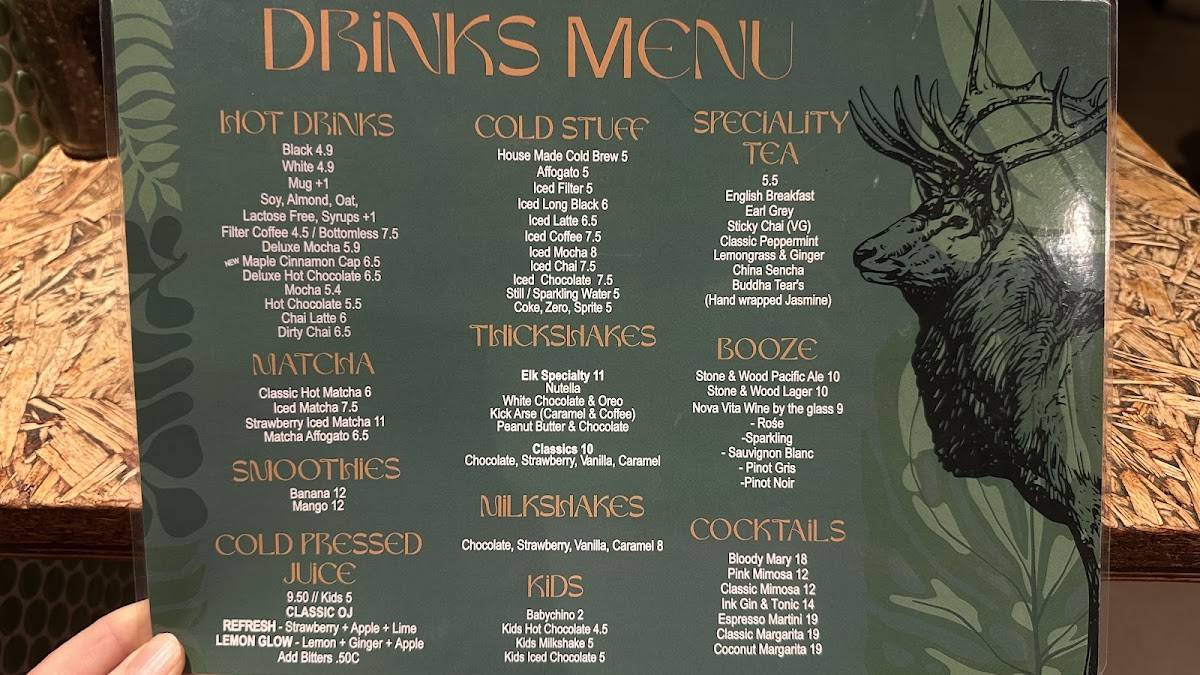 Menu at ELK Espresso cafe, Broadbeach, Shop G044 Oasis Shopping Centre