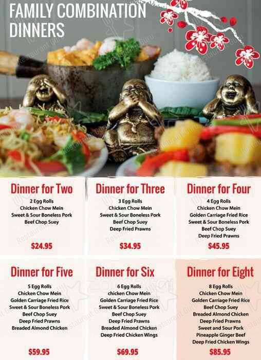 Menu at Golden Carriage Restaurant, Courtenay