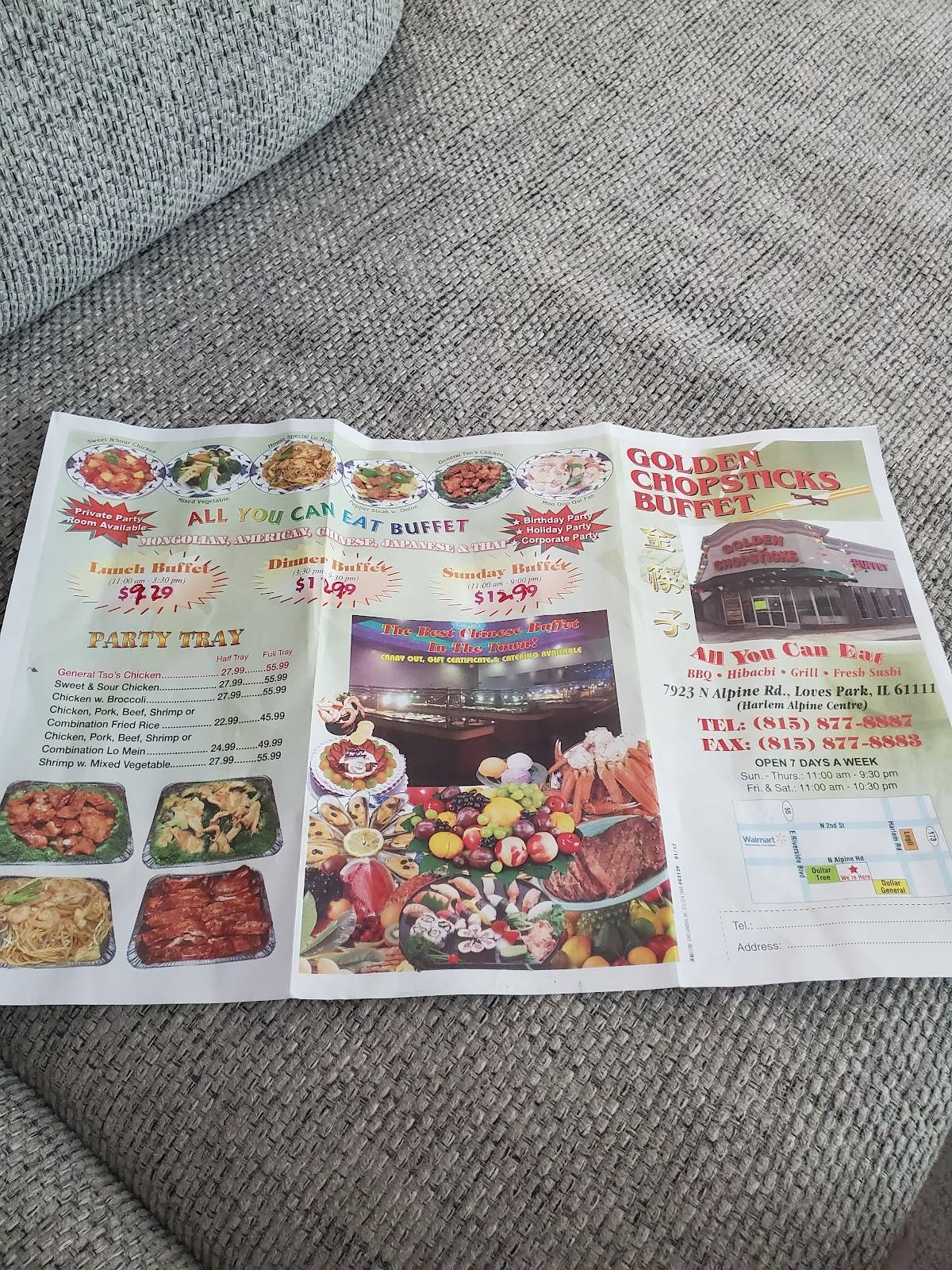 Menu at Golden Chopsticks Buffet restaurant, Loves Park