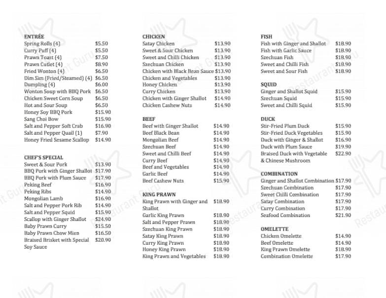 Menu at Golden Corner Asian Restaurant, Cleveland