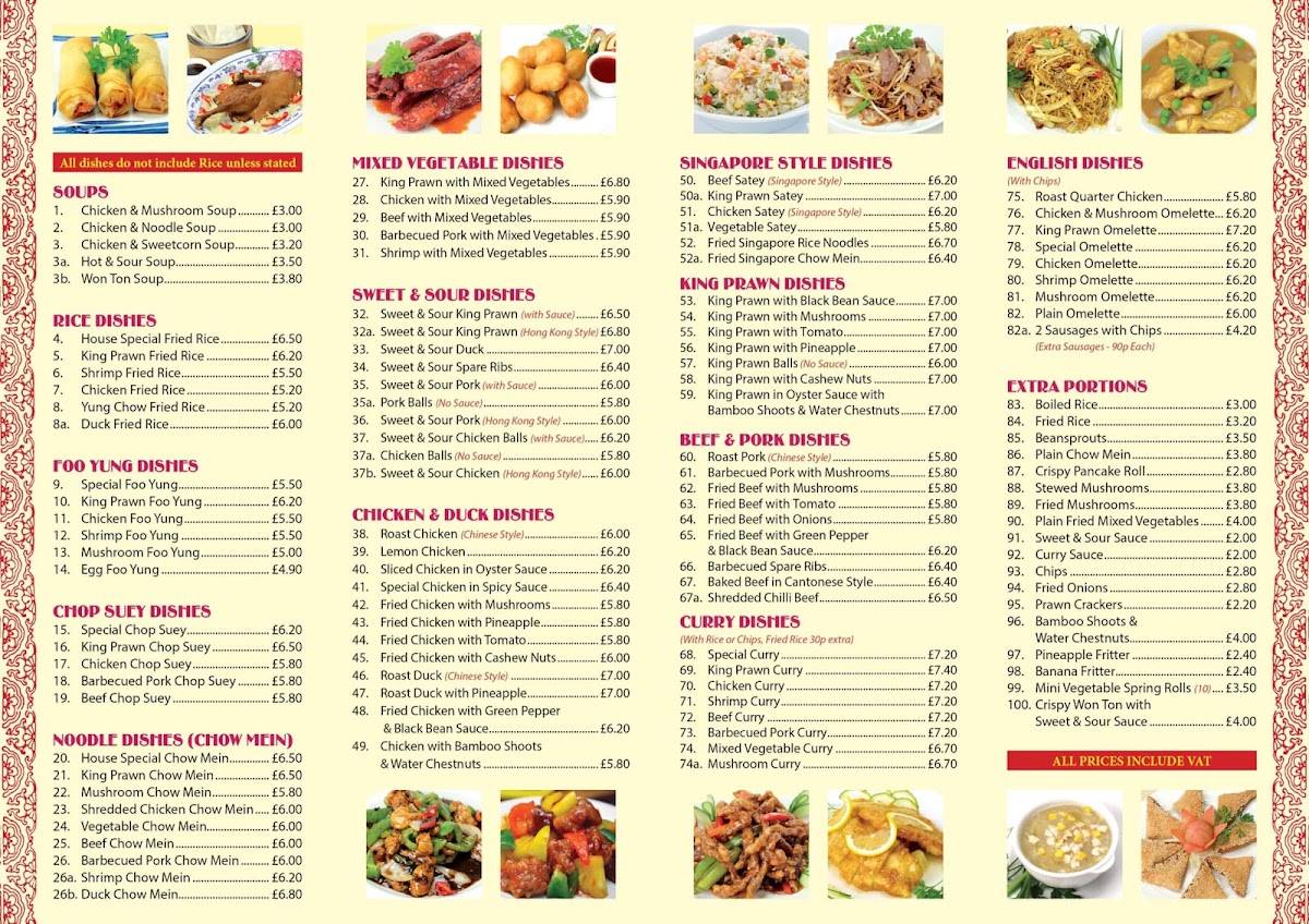 Menu at Golden Eagle fast food, Cullompton
