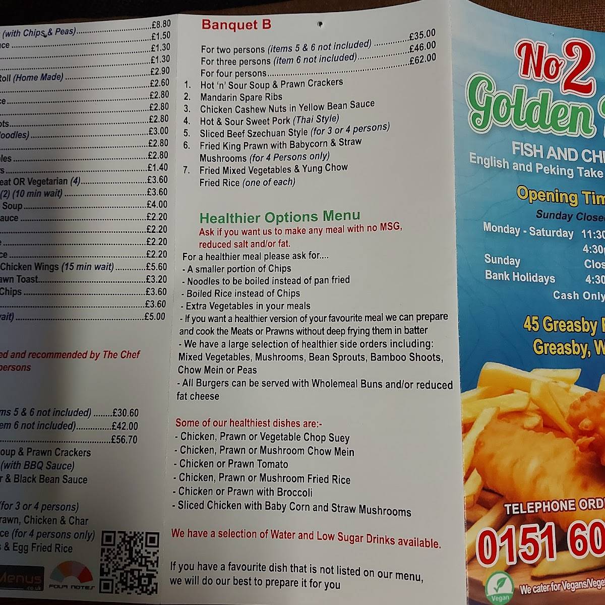 Menu at Golden Fry No 2 fast food, Birkenhead