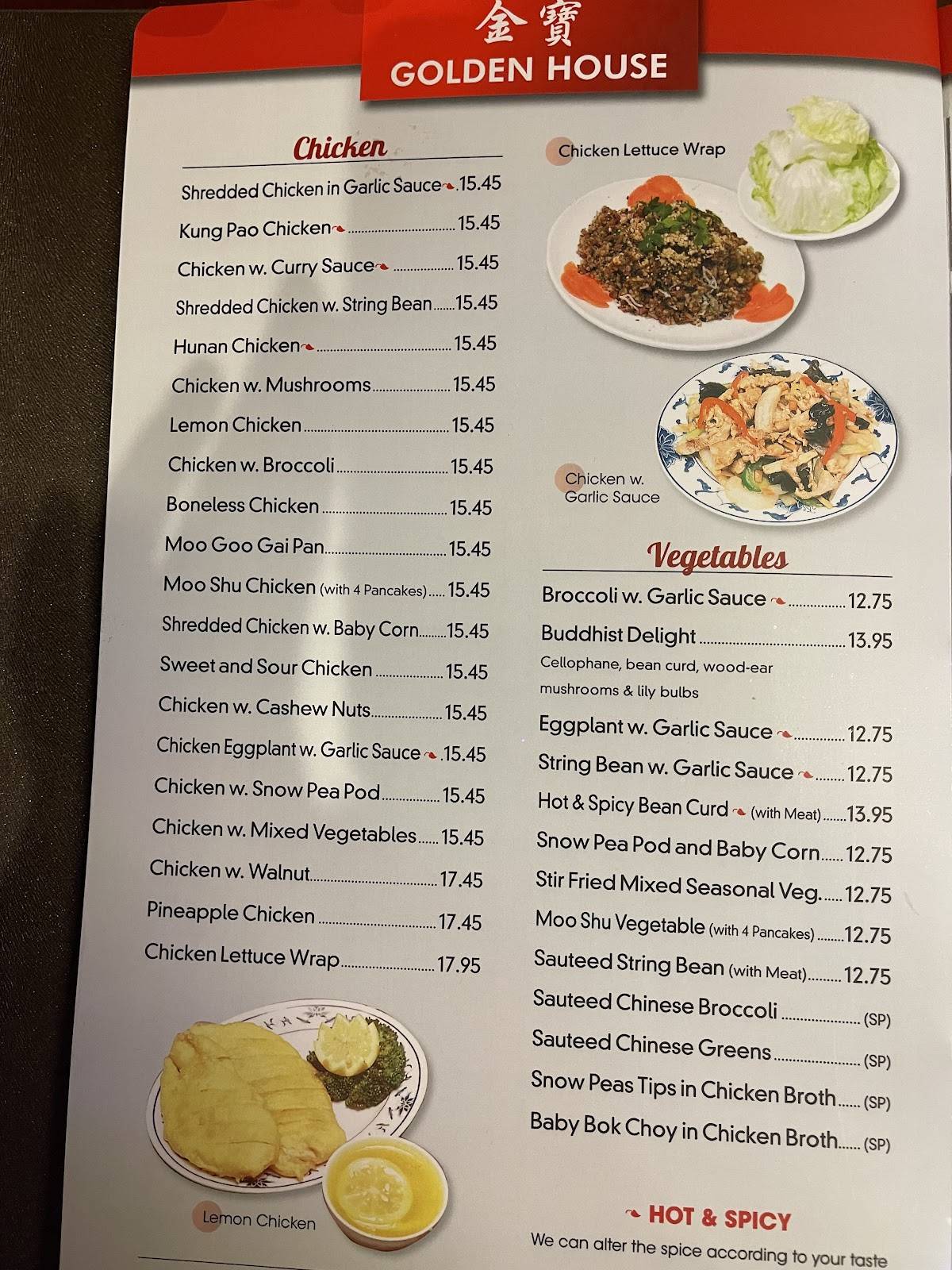 Menu at Golden House restaurant, Jefferson Valley-Yorktown