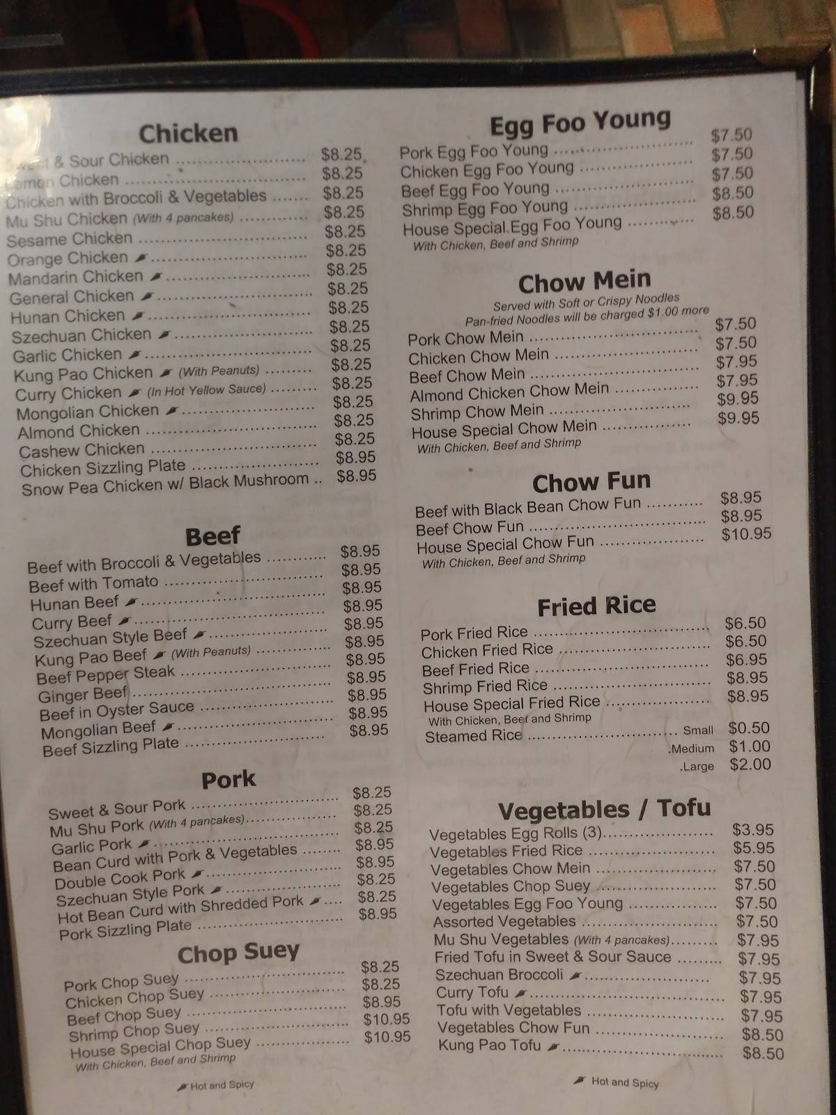 Menu at Golden Rice Bowl restaurant, Fallon