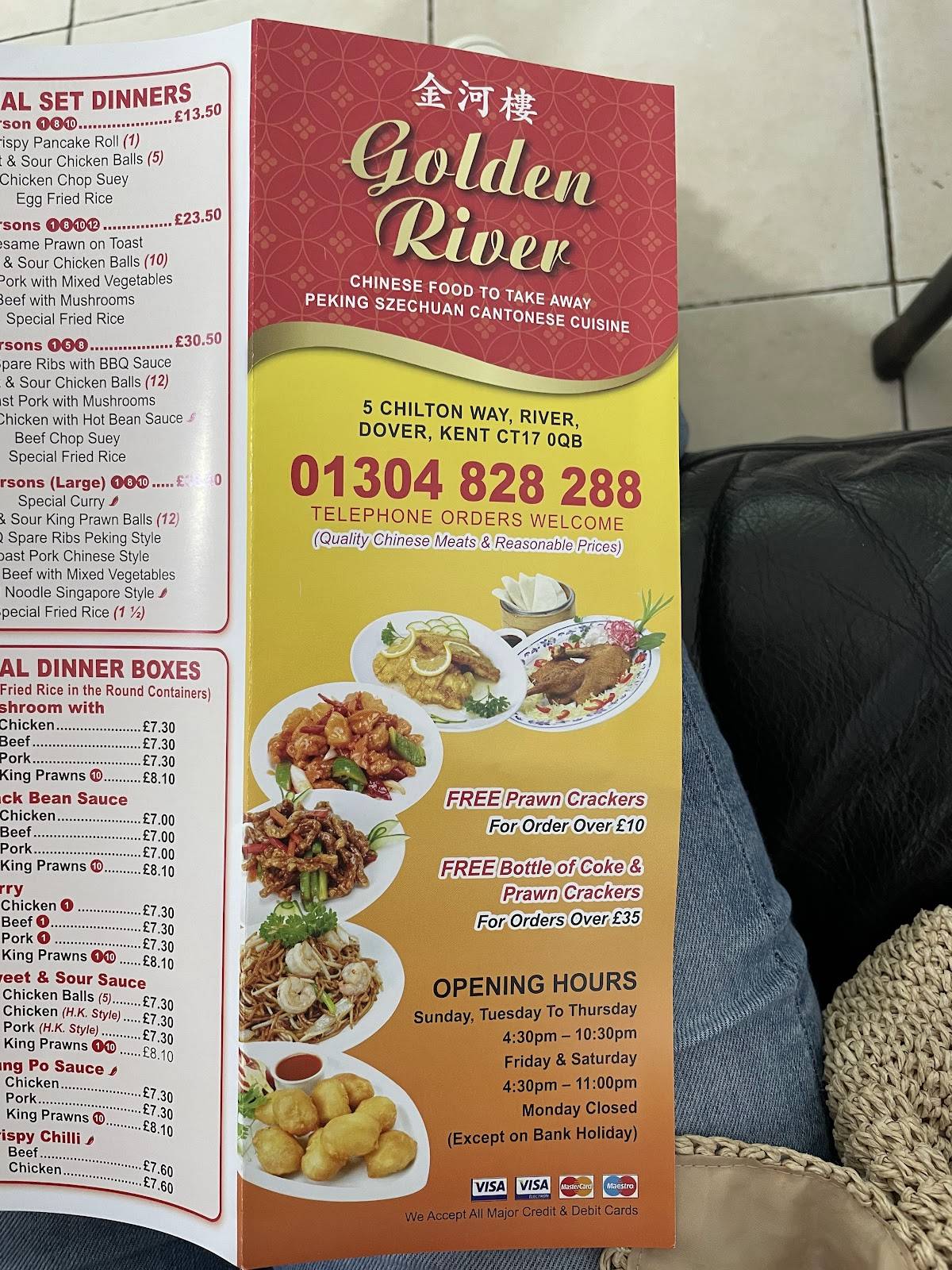 Menu at Golden River fast food, Dover