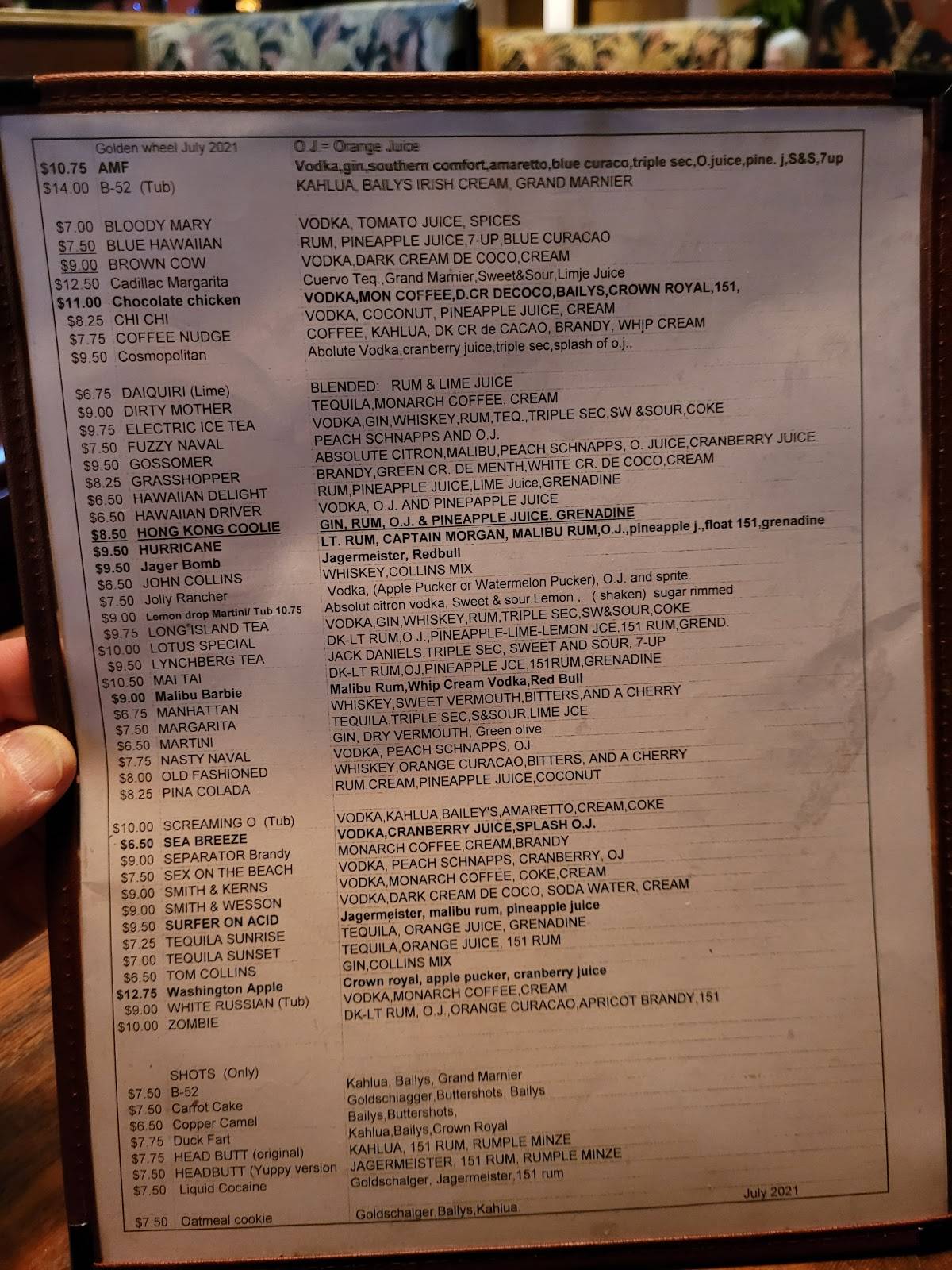 Menu at Golden Wheel Restaurant, Yakima