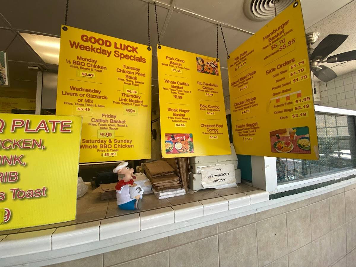 Menu at Good Luck Drive inn BBQ, Fort Worth