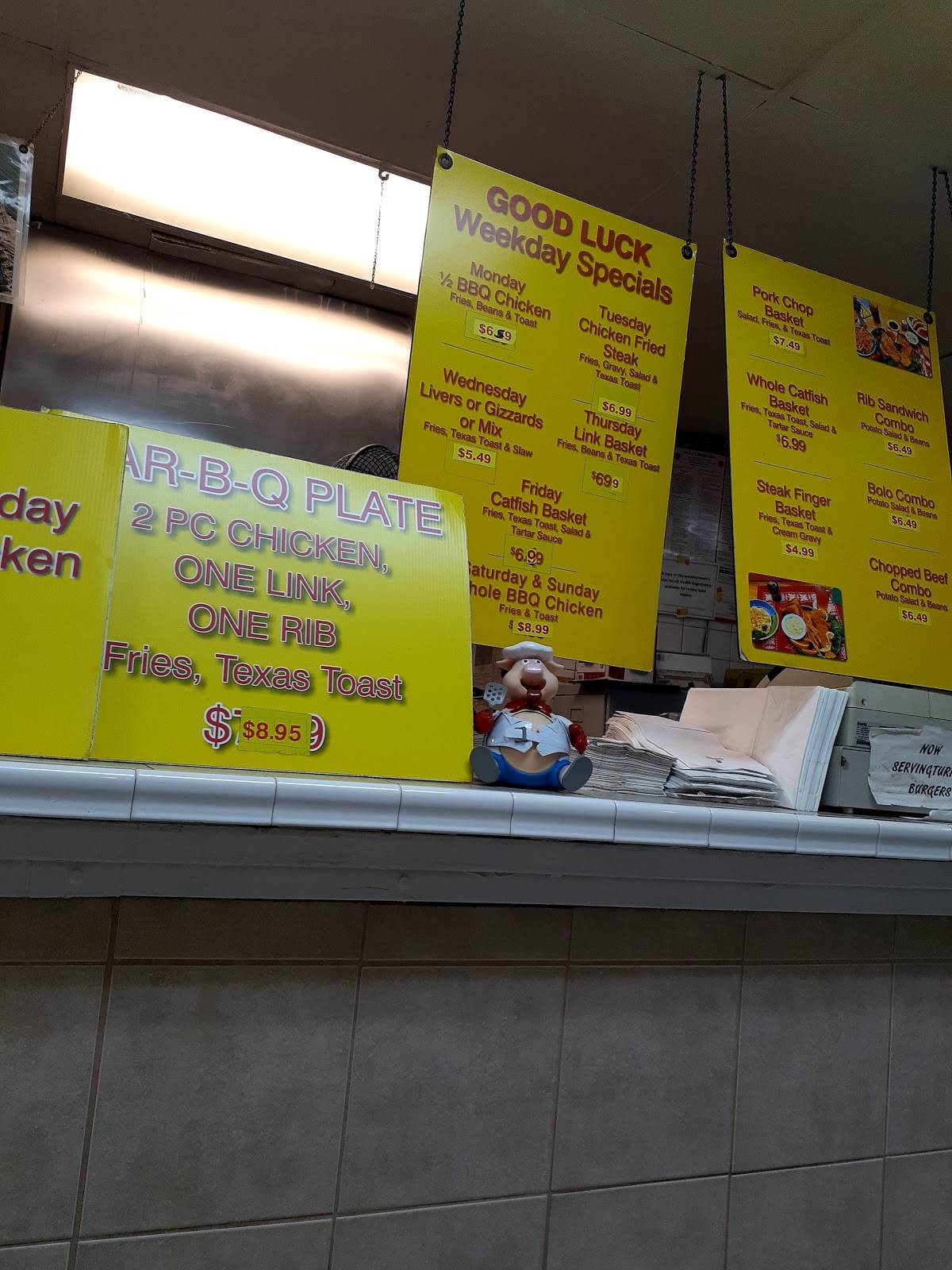 Menu at Good Luck Drive inn BBQ, Fort Worth