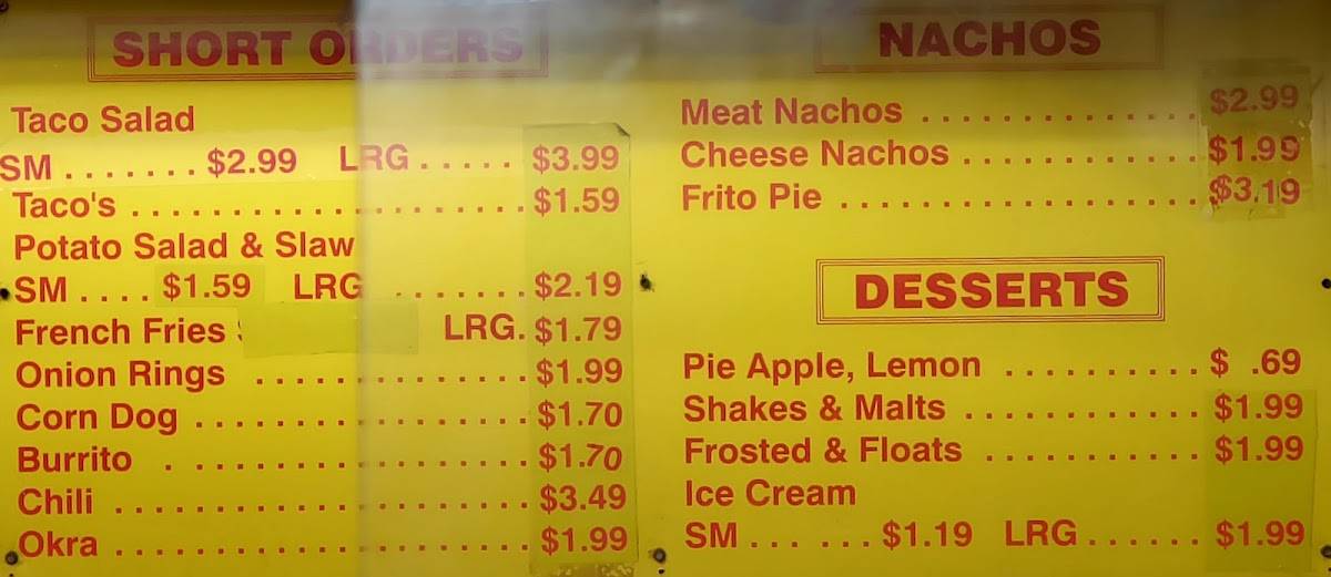 Menu at Good Luck Drive inn BBQ, Fort Worth