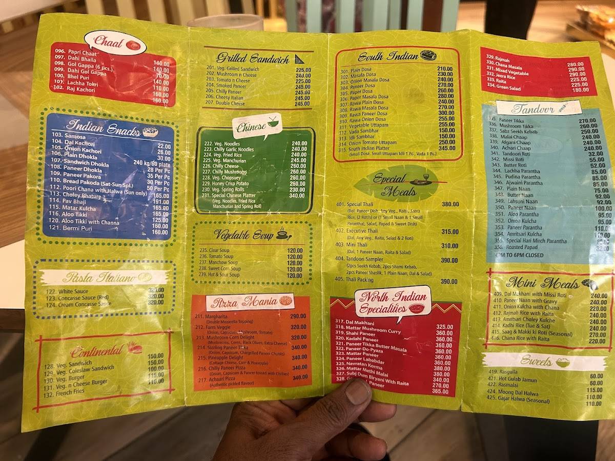 Menu at Gopal sweets, Dharampur