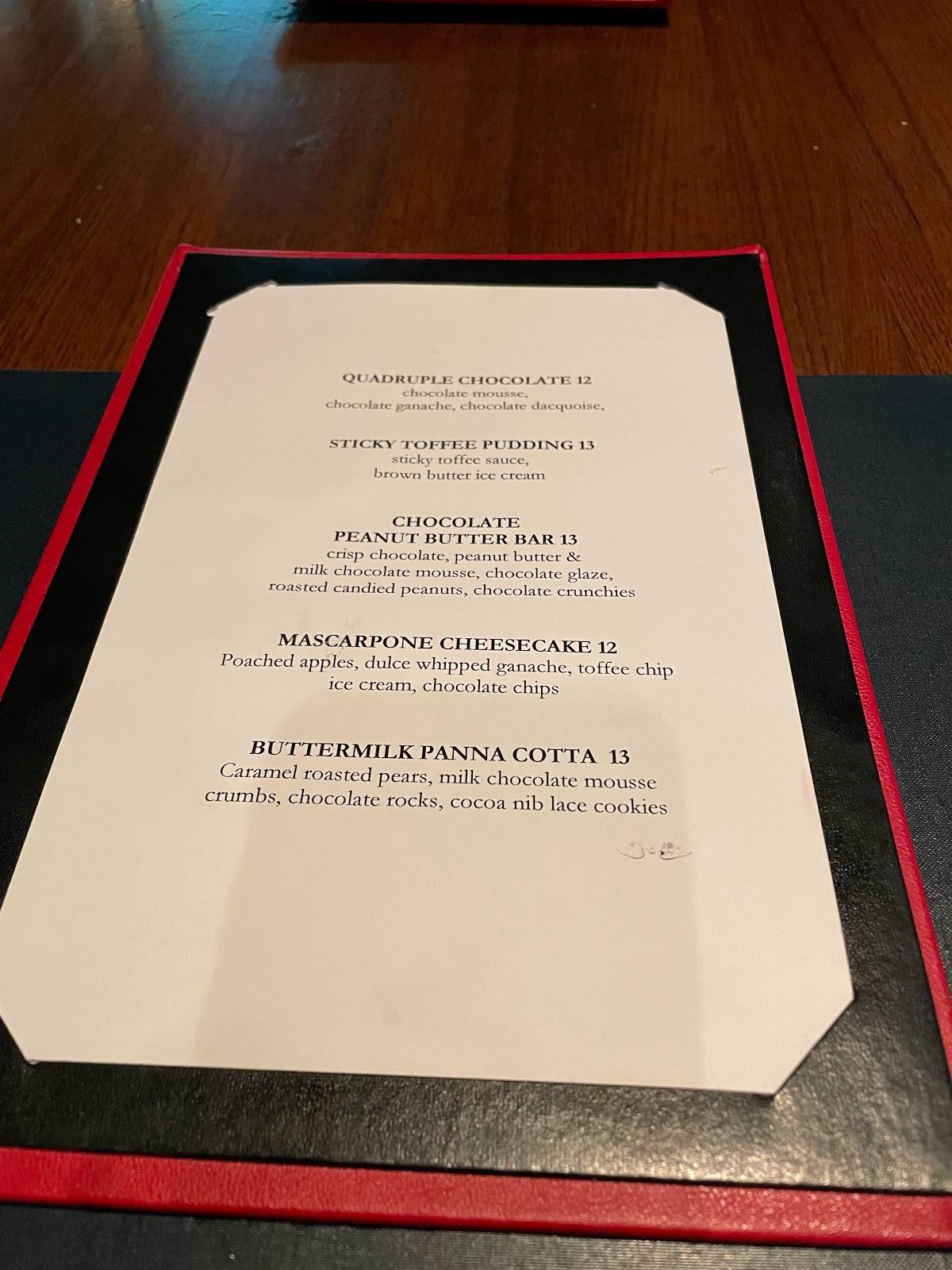 Menu at Gordon Ramsay Steak steakhouse, Atlantic City