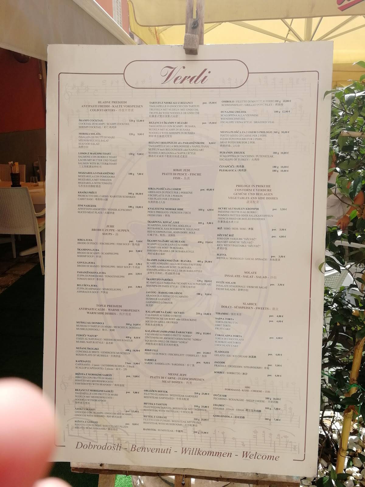 Menu at Gostišče "Verdi" Ilić Radomir s.p. restaurant, Piran