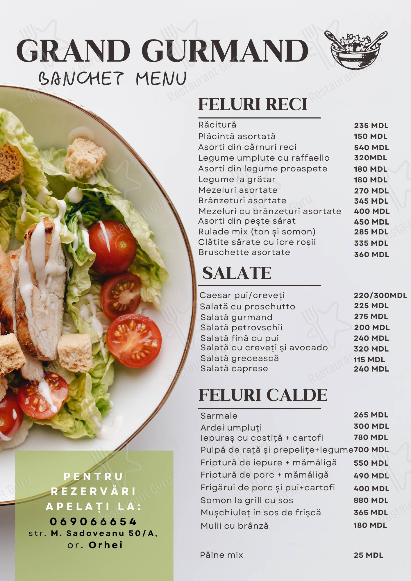 Menu at Grand Gurmand, Orhei