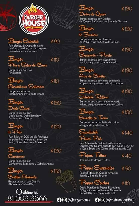 Menu at Grand Park restaurant, Monterrey