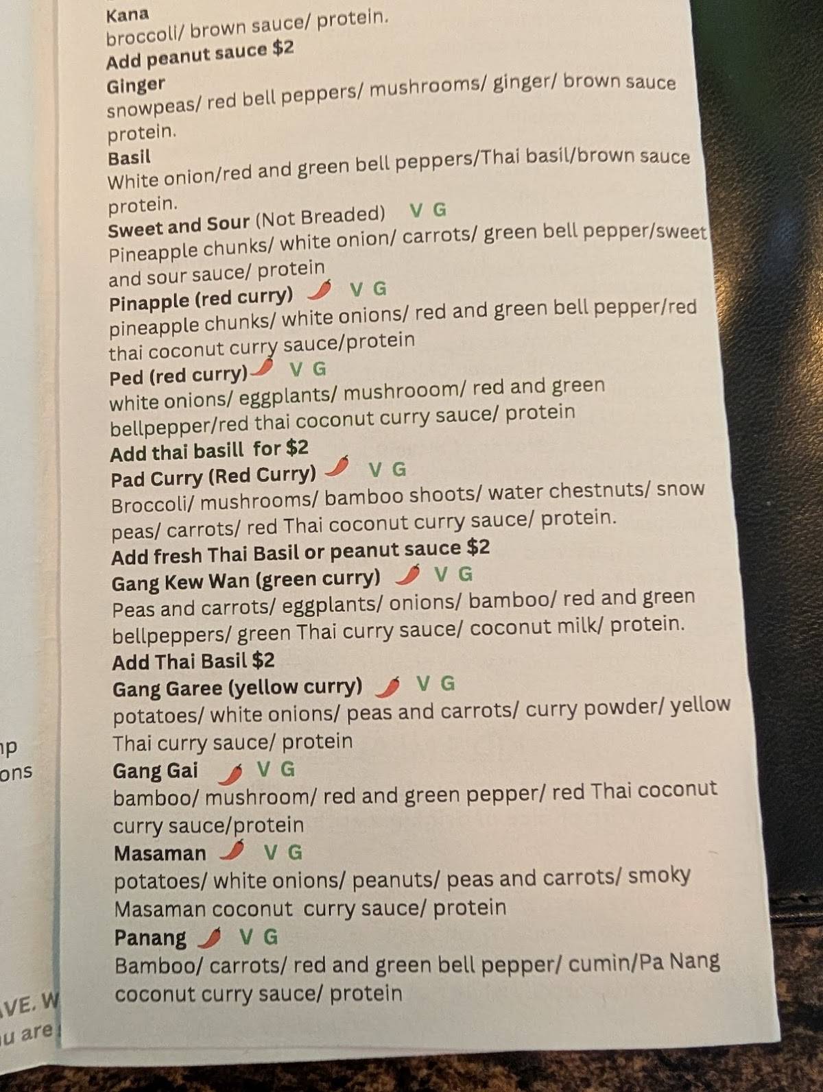 Menu at Thai Fusion restaurant, Kentwood, Broadmoor Ave SE