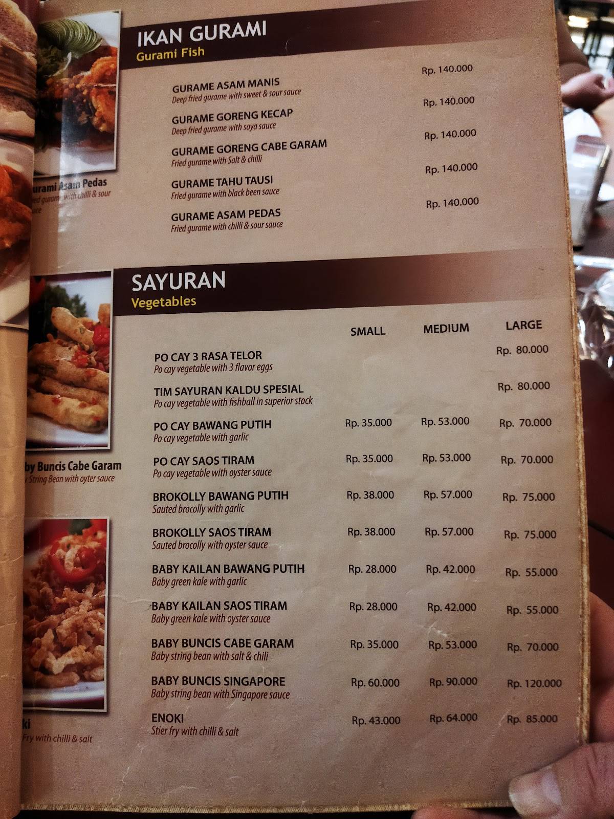 Menu at Grand Royal Restaurant, Surabaya