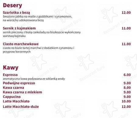 Carta del pub y bar Grape Street, Varsovia